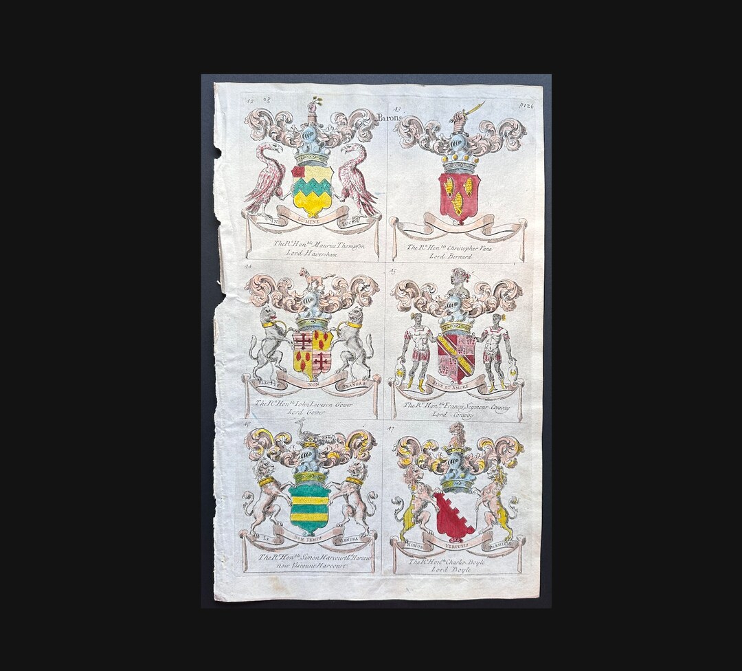 C. 1679 DISPLAY OF HERALDRY • Original Antique Print • Coat of Arms ...