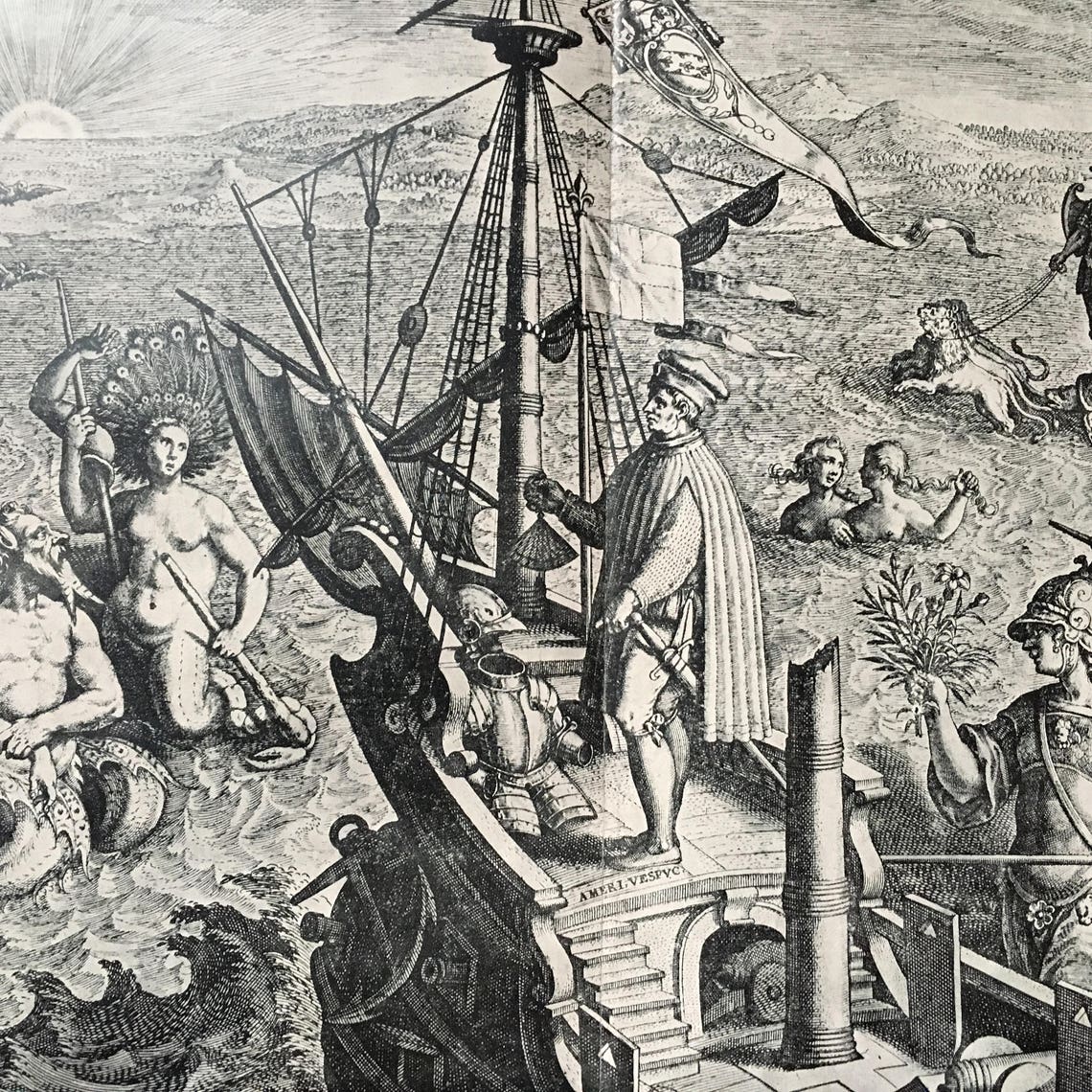 1900 AMERIGO VESPUCCI EXPLORER Lithograph - Original Antique Print ...