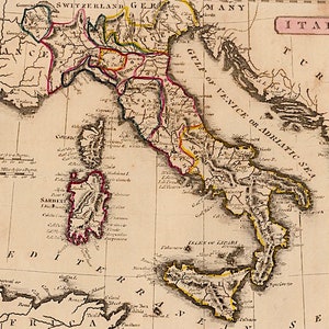 C. 1810 ITALY MAP • Original Antique Map • Hand Colored Engraving ...