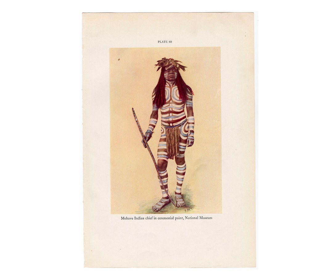 C. 1934 MOHAVE INDIAN CHIEF Lithograph - Original Vintage Print ...