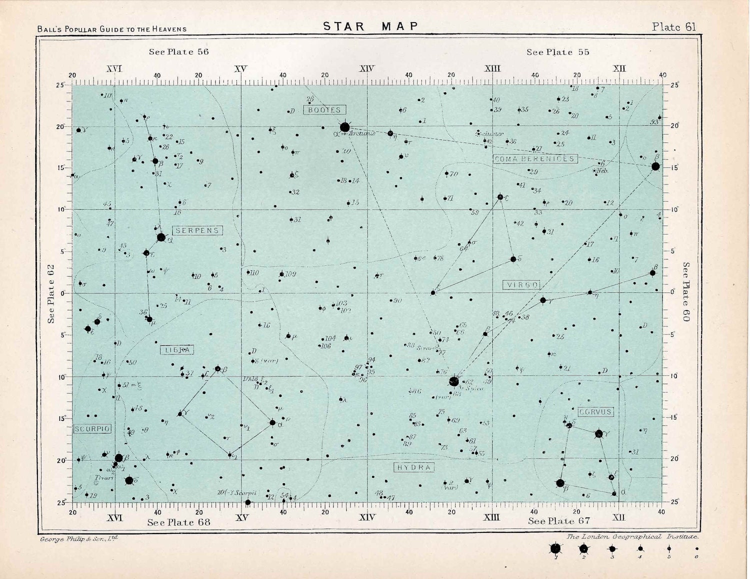 C. 1910 STAR MAP original antique print celestial print | Etsy