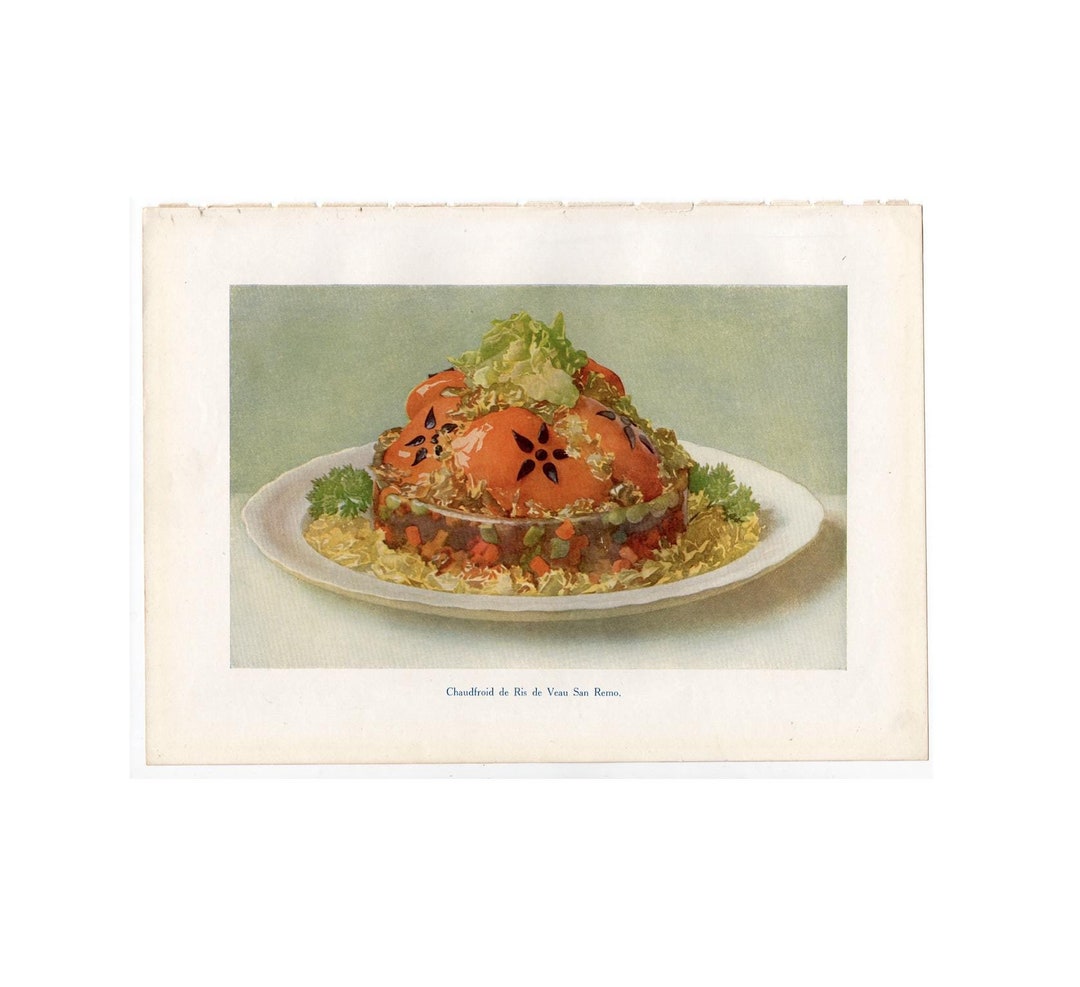 C. 1910 FANCY FOOD Lithograph • Original Vintage Print • Cooking Print ...