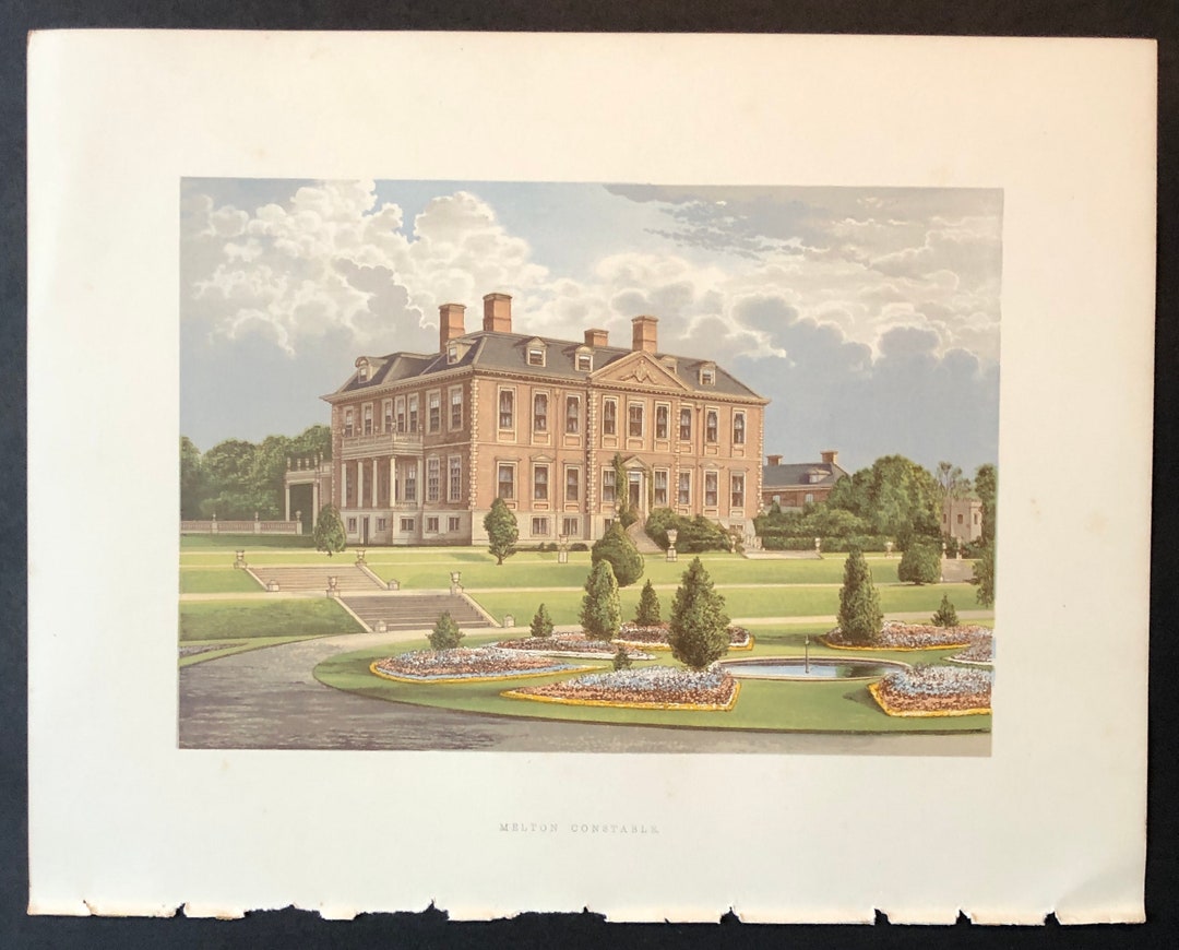 C. 1880 ENGLISH MANOR Print Original Antique Print Architecture Print ...