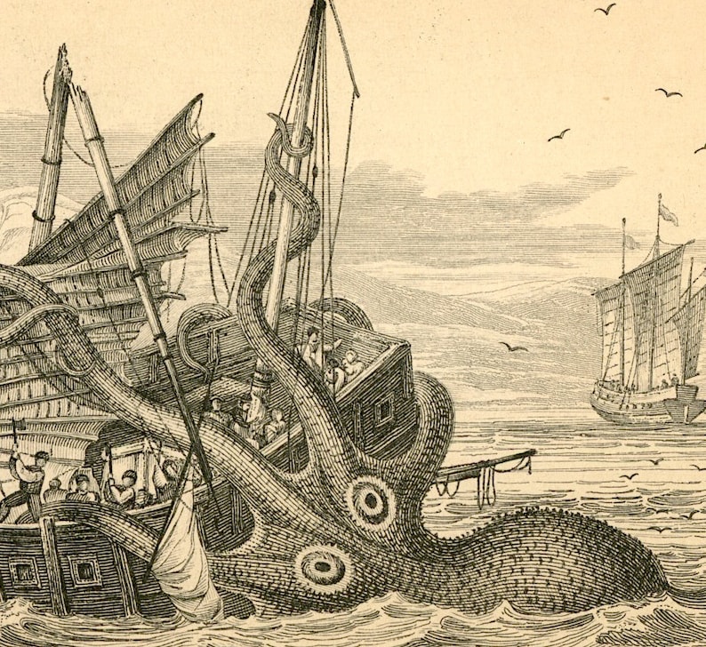 RARE C. 1839 THE KRAKEN Engraving Original Antique Print - Etsy
