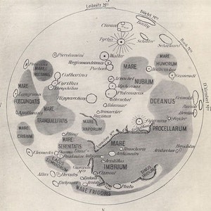 C. 1909 MAP of the MOON -lithograph • Original Antique Print ...
