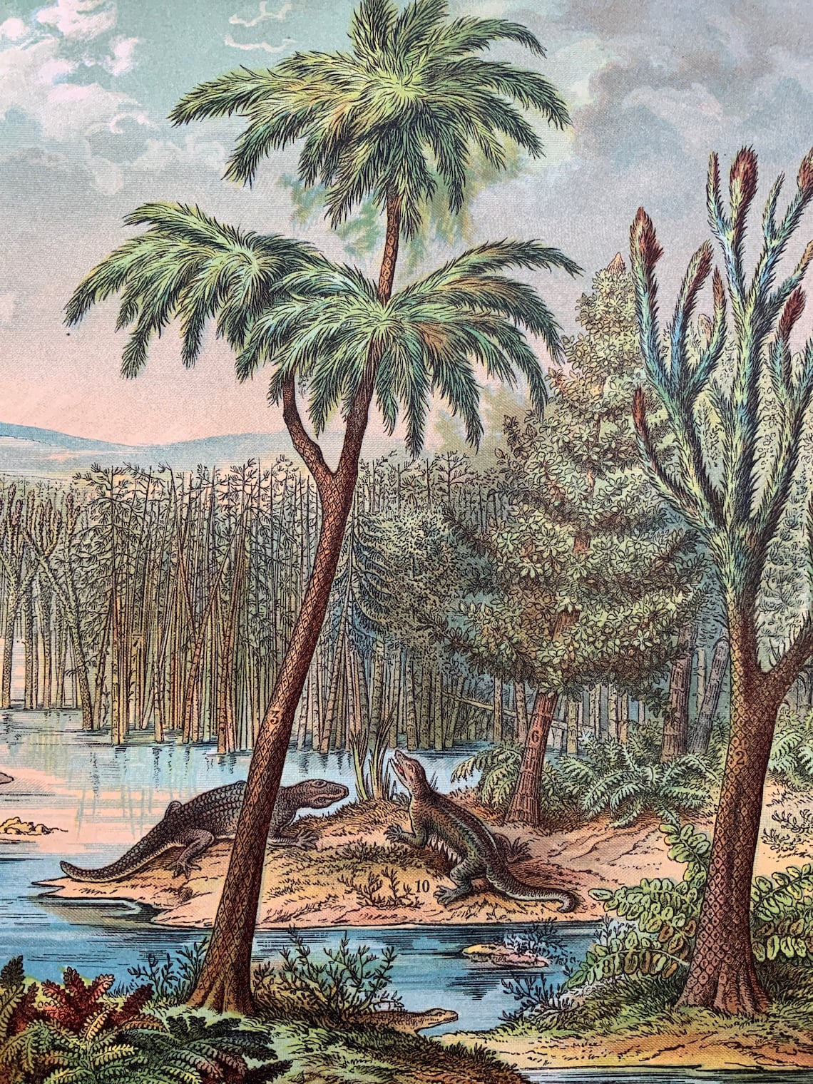 C. 1878 LARGE PREHISTORIC LANDSCAPE Original Antique Print - Etsy