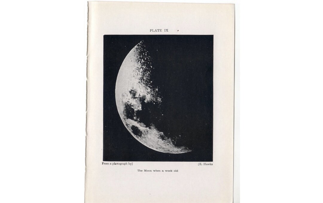 THE MOON Print C. 1911 - Original Antique Astronomy Print - Small ...