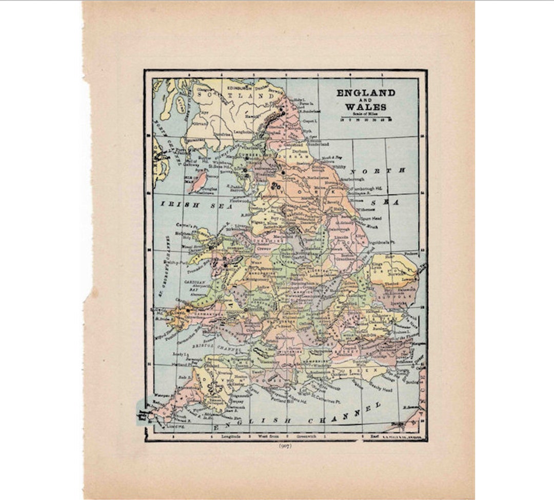 C. 1910 ENGLAND & WALES Map - Original Antique Print - Maps of the ...