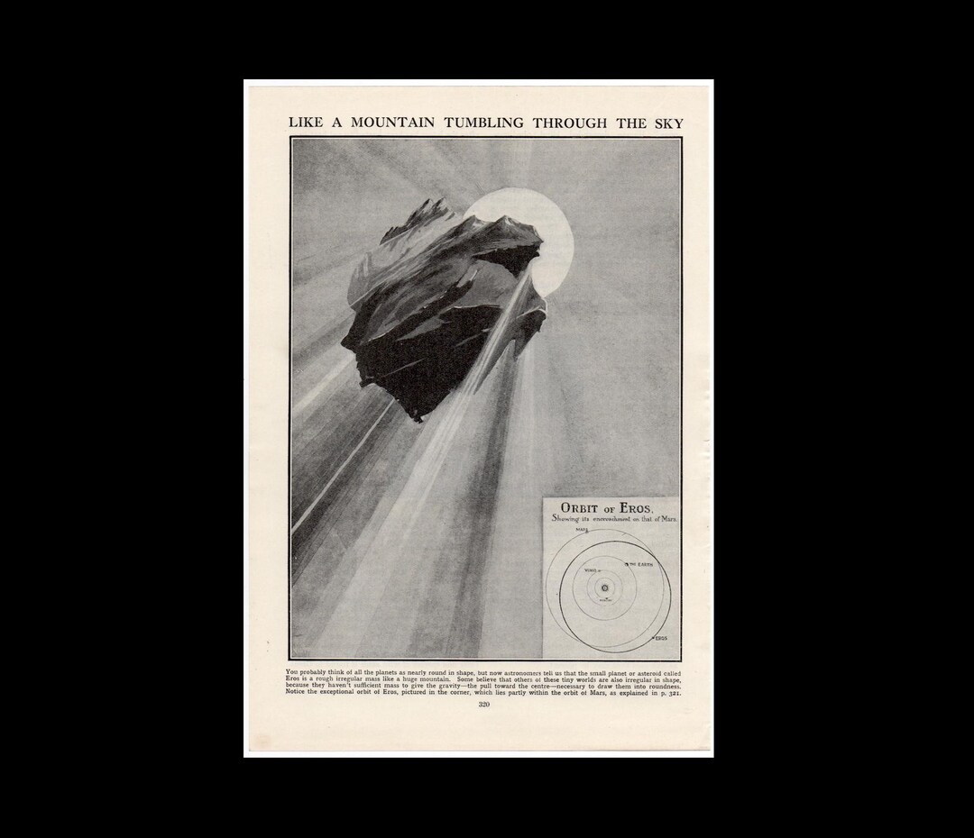 C. 1960's ASTEROID EROS Lithograph • Original Vintage Print • Solar ...