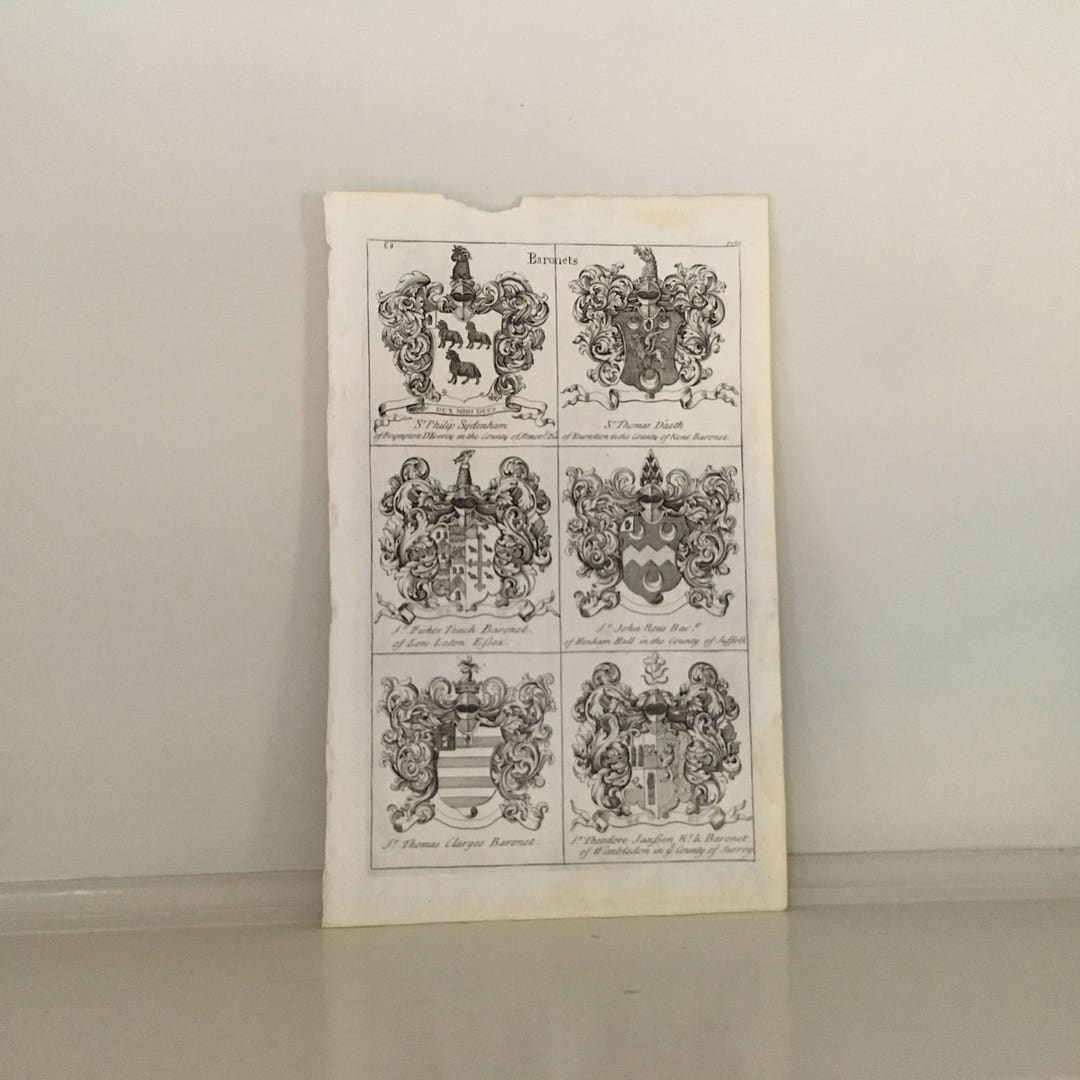 C. 1679 DISPLAY OF HERALDRY • Original Antique Print • Coat of Arms ...