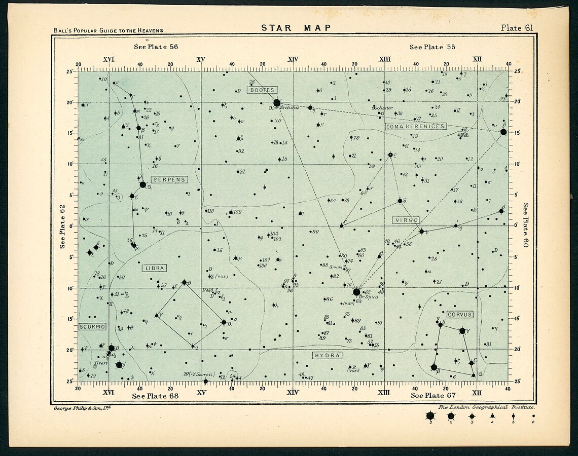 C. 1910 STAR MAP Original Antique Print Celestial Print - Etsy