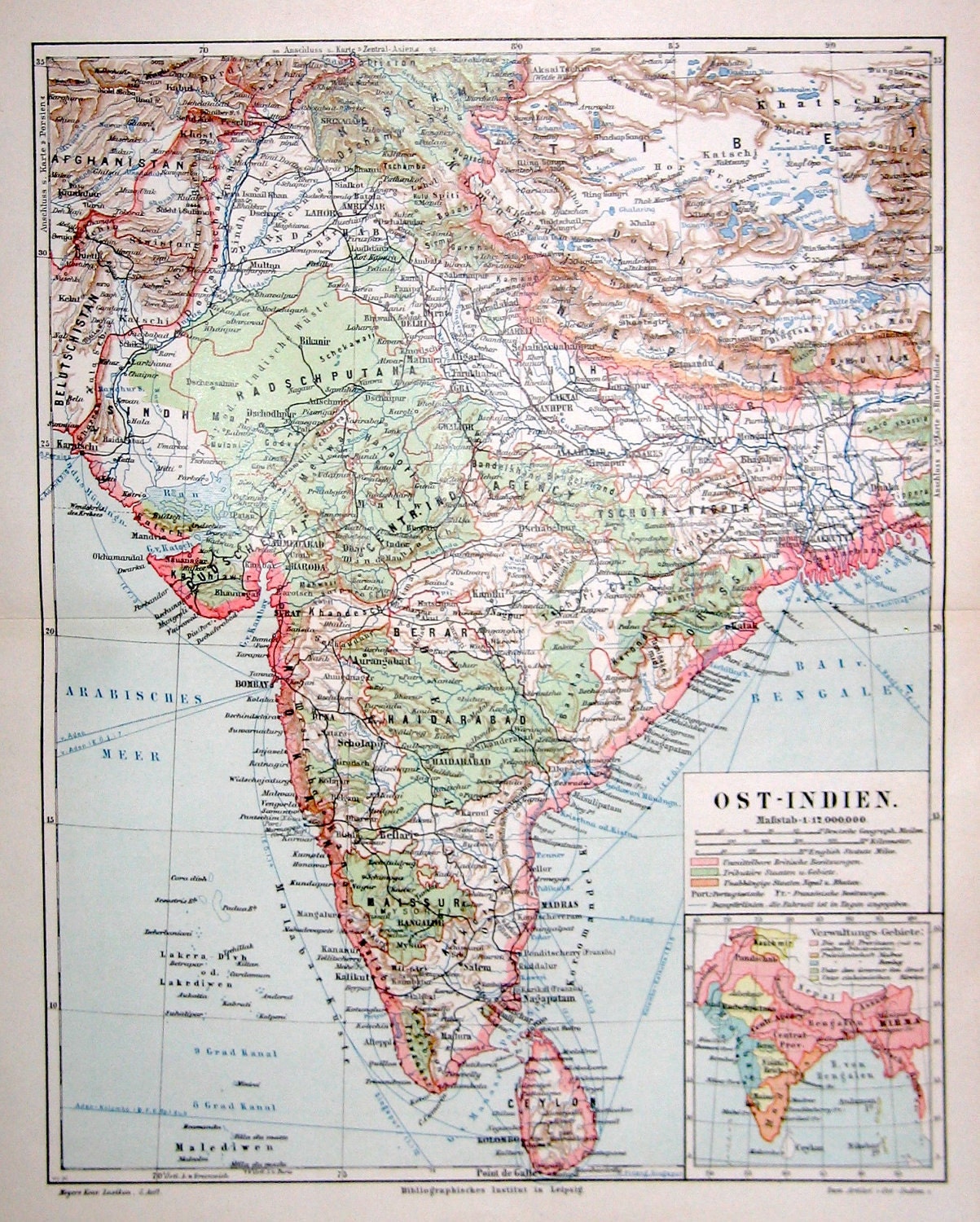 C. 1889 INDIA ANTIQUE MAP East India Map Original Antique - Etsy Australia