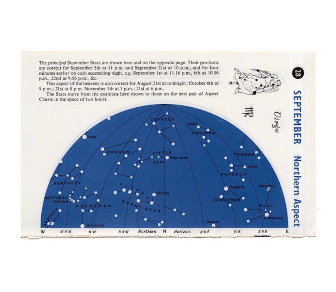 C. 1961 VIRGO Star Chart Lithograph • Original Vintage Print ...