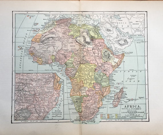 C. 1910 AFRICA ANTIQUE MAP Lithograph Original Antique Print - Etsy