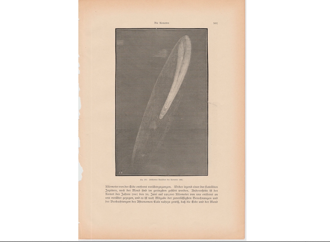 C. 1907 STRANGE COMET APPEARANCE Lithograph • Original Antique Print ...