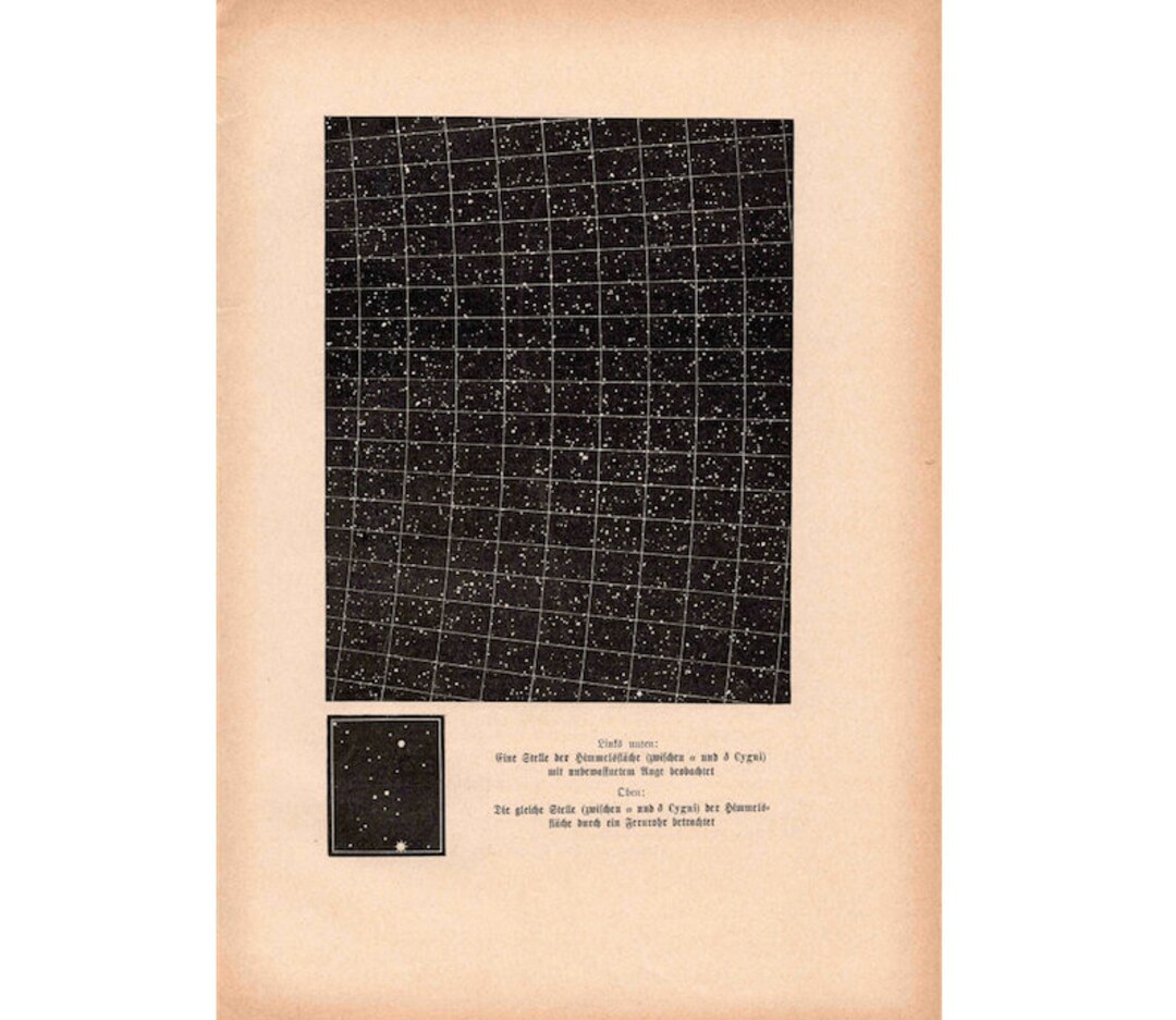 C. 1900 ANTIQUE STAR CHART Lithograph Original Antique Print Celestial ...