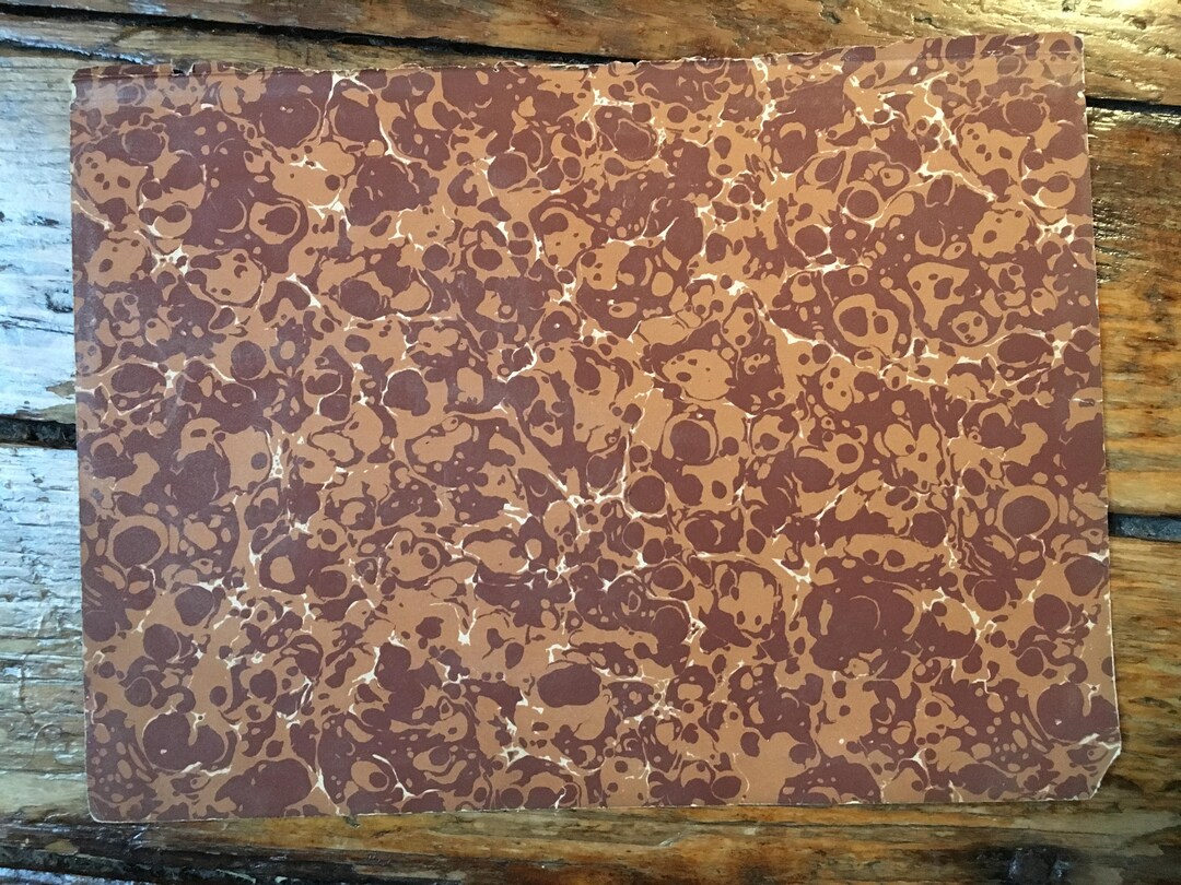 C. 1836 - MARBLED PAPER - ANTIQUE - Brown Colored Hand Made Marbled End ...