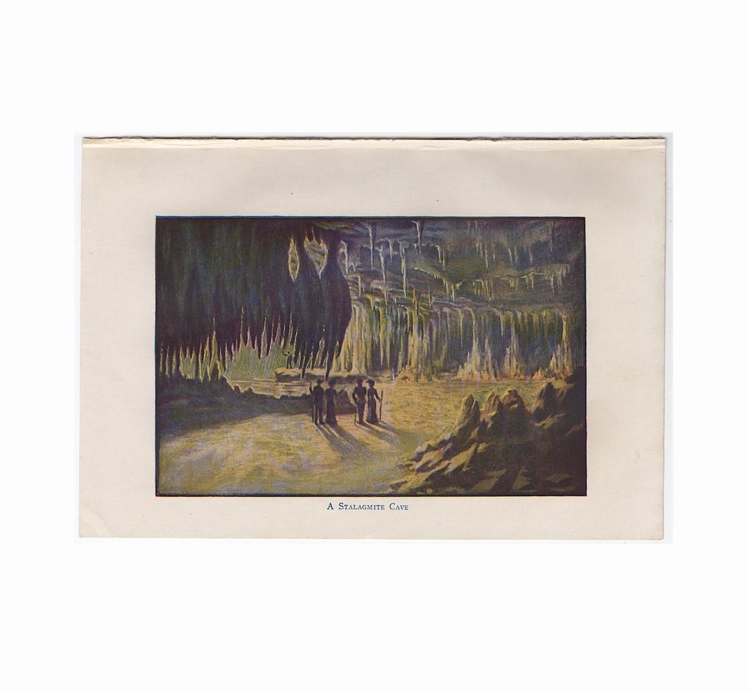 C. 1902 STALAGMITE CAVE Lithograph • Original Antique Print • Wonders ...