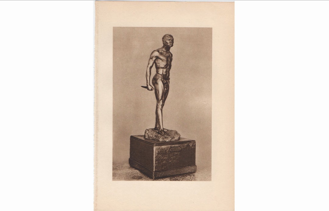 DEFIANCE SCULPTURE Lithograph C. 1934 - Vintage Art Print - Displayed ...