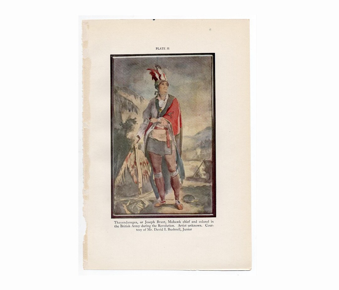 MOHAWK CHIEF PORTRAIT Lithograph C. 1934 - Vintage Native American ...