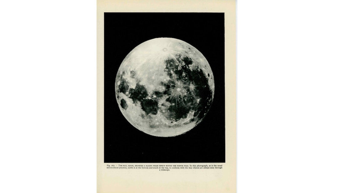 C. 1959 FULL MOON Lithograph - Original Vintage Astronomy Print - Lunar ...