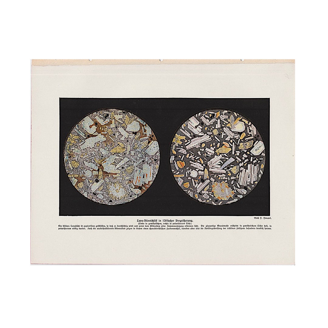 C. 1900 LAVA UNDER MICROSCOPE Lithograph • Original Antique Print ...