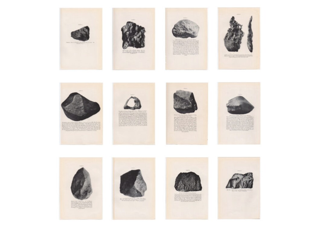 C. 1934 IRON METEORITE STONE Lithographs • Original Vintage Lithographs ...
