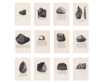 C. 1934 IRON METEORITE STONE Prints Vintage Lithographs | Etsy