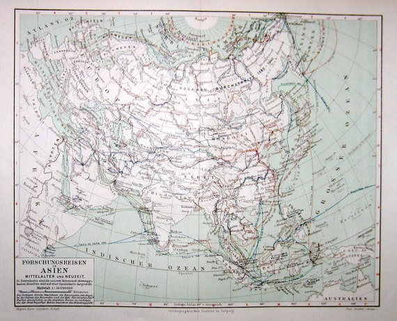 Home Décor 1894 Vintage Map of Asia Globes & Maps etna.com.pe