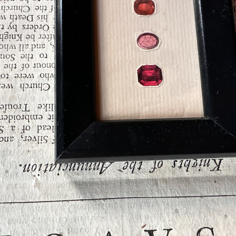Tiny! FRAMED GEM STONE Lithograph C. 1878 • Original Antique Print ...