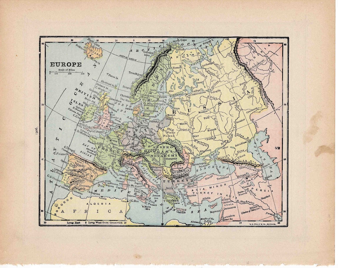 C. 1910 EUROPE MAP Original Antique Print Maps of the World ...