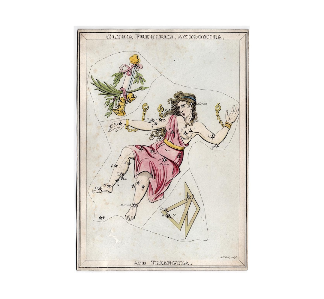 RARE! C. 1825 ANDROMEDA CONSTELLATION Print • Original Antique Print ...