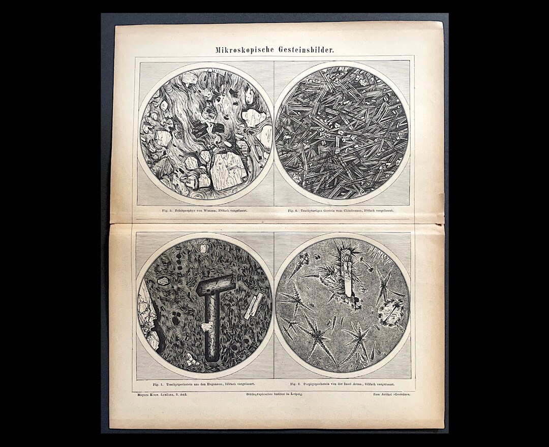 C. 1875 VOLCANIC ROCKS Lithograph • Original Antique Print • Geology ...