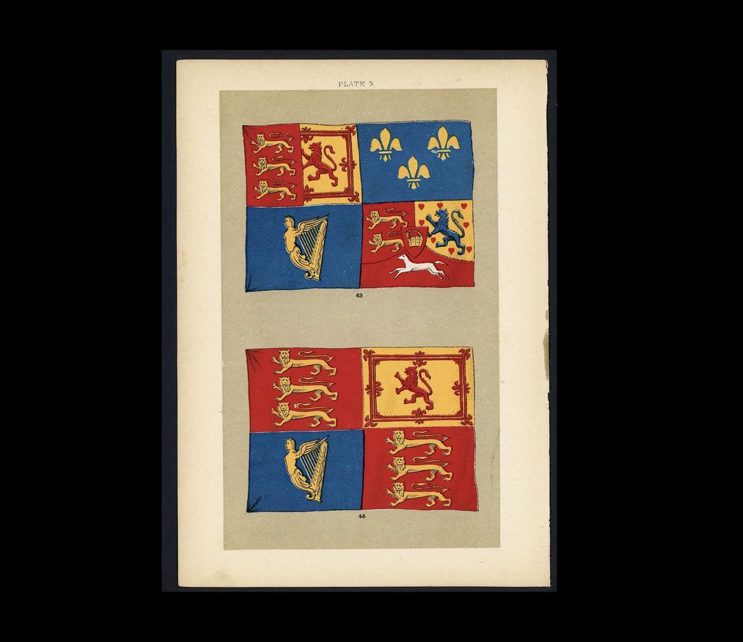 C. 1897 ROYAL STANDARD FLAG Lithograph • Original Antique Print • Flags ...