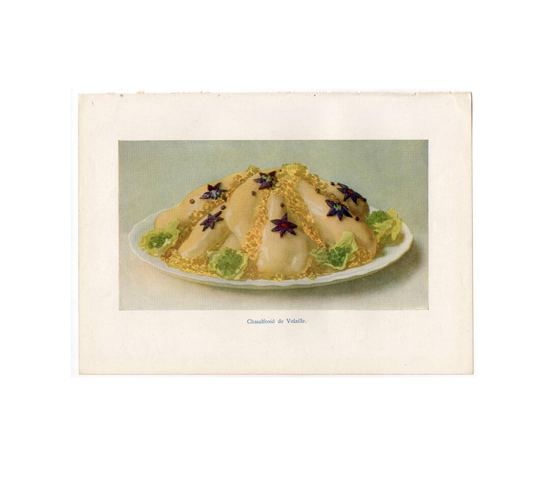 C. 1910 FANCY FOOD Lithograph • Original Vintage Print • Cooking Print ...