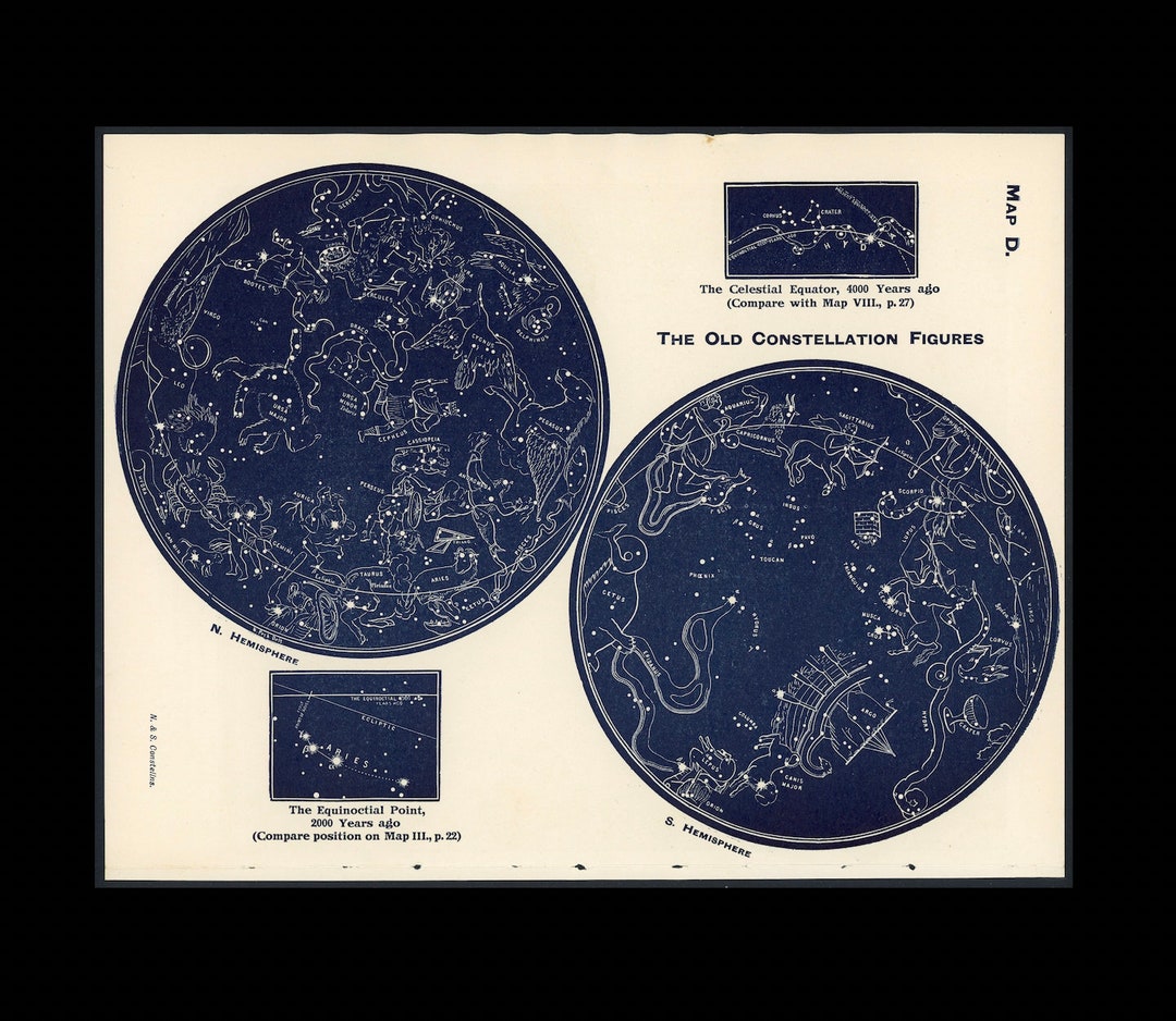 C. 1942 OLD CONSTELLATION FIGURES Lithograph - Original Vintage Print ...