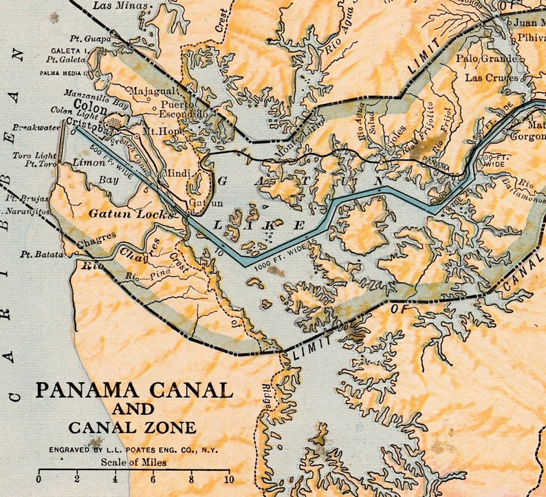 C. 1931 PANAMA CANAL MAP Lithograph • Original Vintage Map • Vintage ...