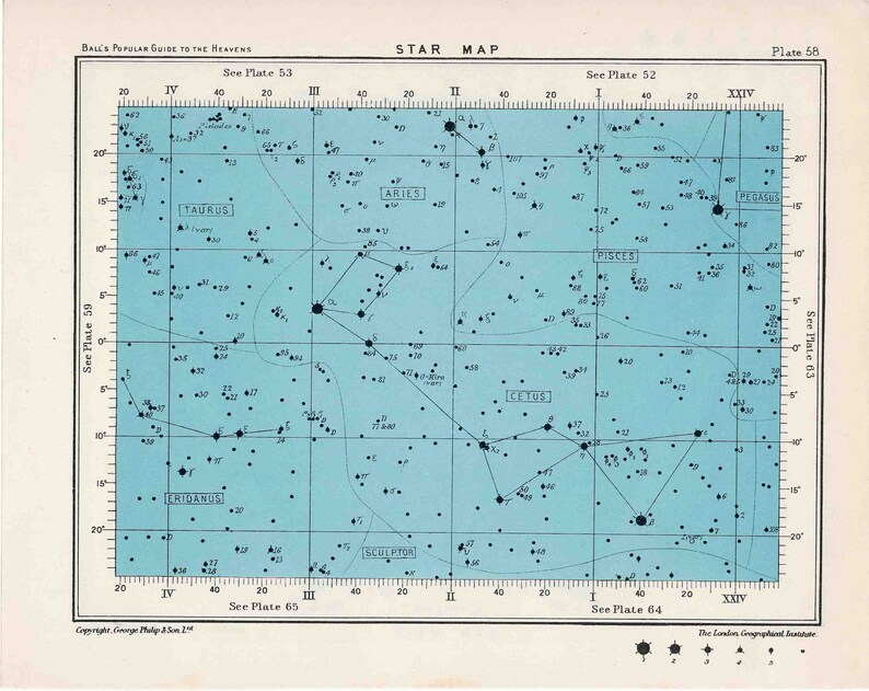 1955 Star Map Arc 57 Constellations Original Vintage Celestial Print - Etsy