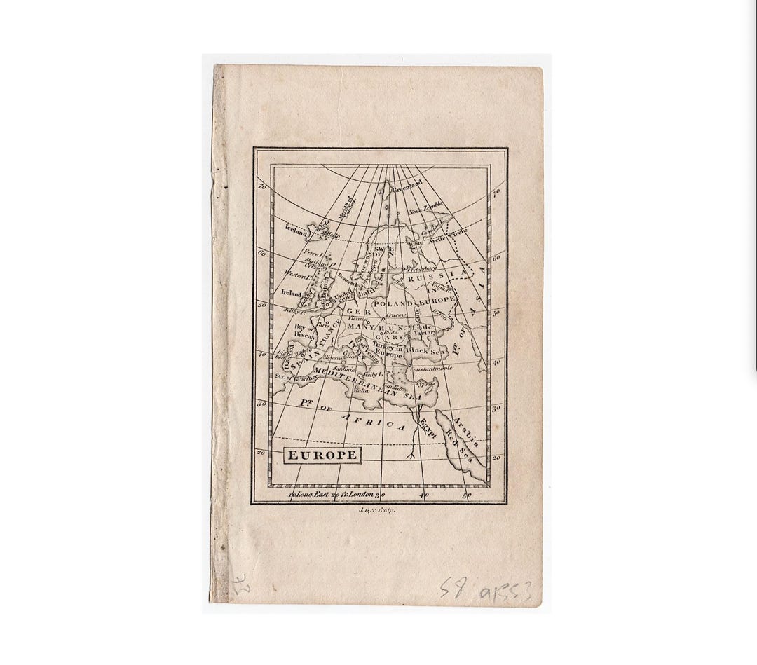Tiny C. 1814 MAP OF EUROPE Original Antique Map Miniature European Map ...