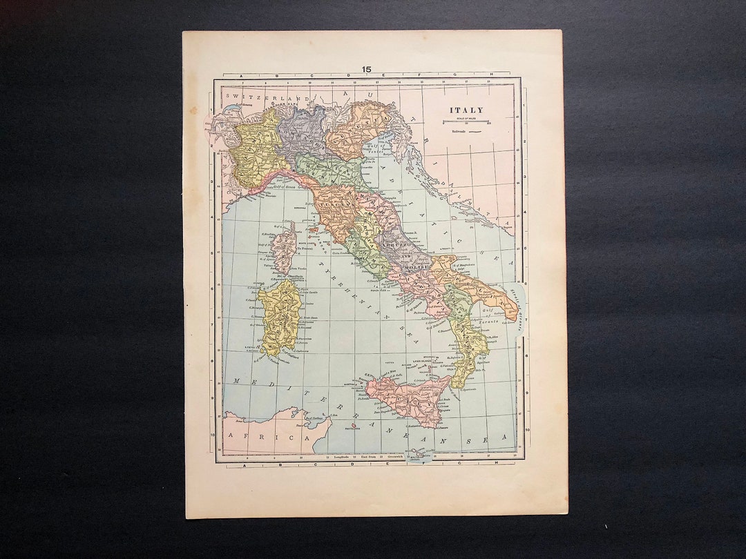 C. 1887 ITALY MAP - Original Antique Map - Antique Print - Map of the ...