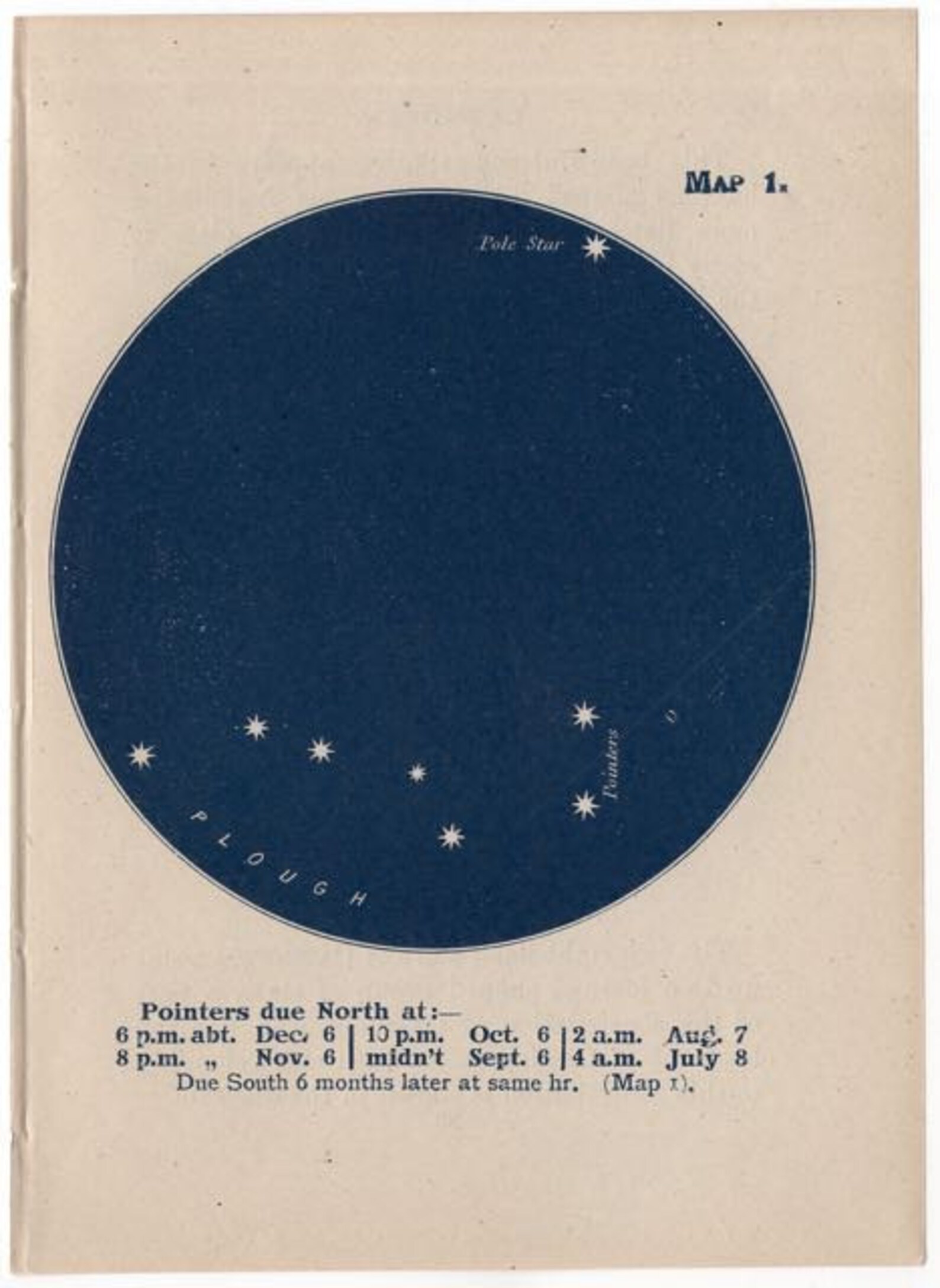 NORTH STAR CONSTELLATION Star Map C. 1944 - Original Vintage Print ...