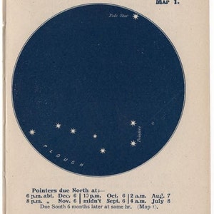 NORTH STAR CONSTELLATION Star Map C. 1944 - Original Vintage Print ...