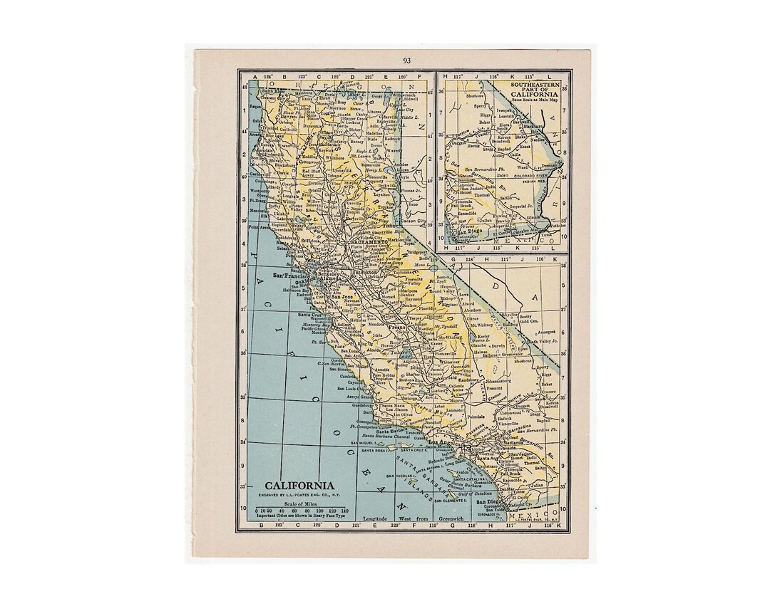 C. 1931 CALIFORNIA MAP • Original Vintage Map • Map of the United ...
