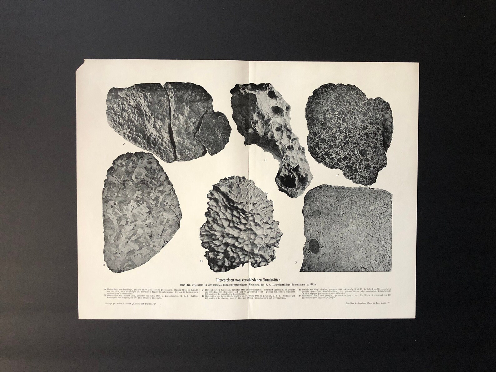 C. 1900 IRON METEORITE STONE Lithograph - Original Vintage Print ...