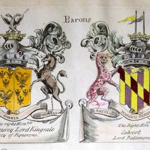 C. 1679 DISPLAY OF HERALDRY • Original Antique Print • Coat of Arms ...