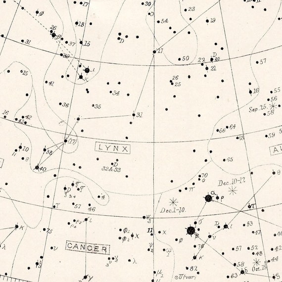 1892 Star Map Antique Astronomy Print Lithographs Prints Art ...