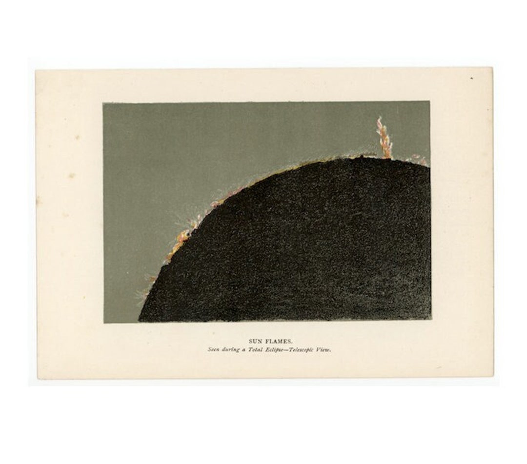 19thc SUN FLAMES Lithograph • Original Antique Print • Solar Flares ...
