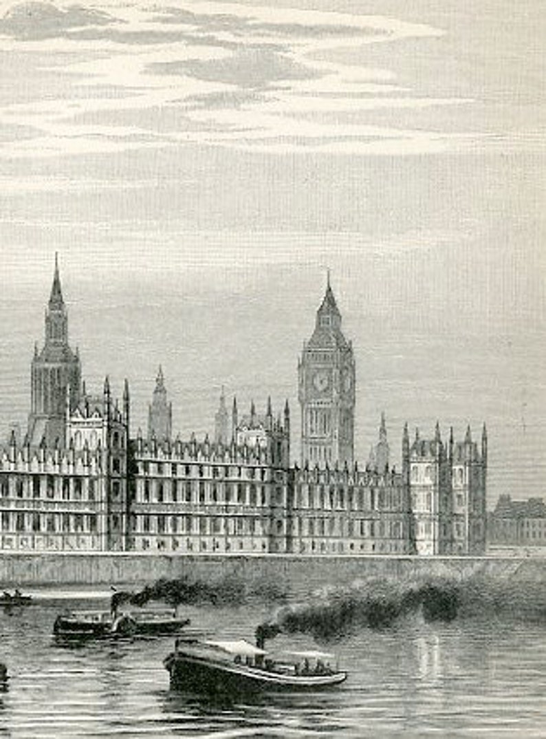 C. 1890 LONDON PARLIAMENT Building Original Antique Print - Etsy