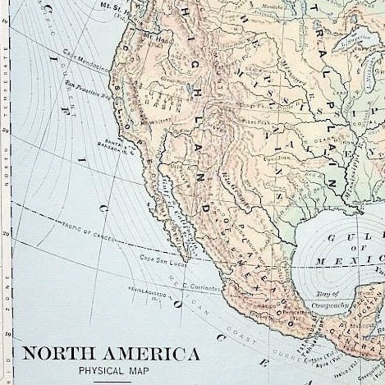 1887 North America Original Antique Map United States of - Etsy