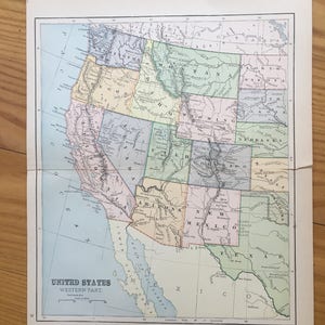 C. 1893 UNITED STATES Map - Antique Lithograph - Map of the United ...